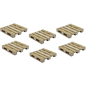 Creative Hobbies 6-Pack Mini Wood Pallet Coasters for Beverages, Hot and Cold Drinks, Mini Building Blocks Stacking, DIY Crafts, 4" x 4" x 11/16"