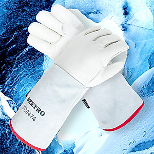 BEETRO -292℉— -418℉/-180℃— -250℃ or Above Antifreeze Gloves for Dry Ice Handling Liquid Nitrogen Low Temperature Resistant Sponge Inner 14 Inch