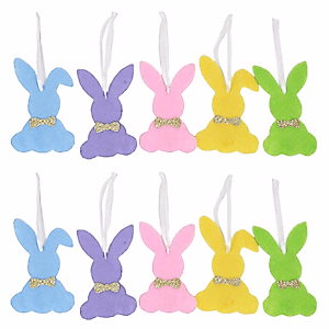 VALICLUD 10pcs Easter Rabbit Ornament Hanging Bunny Ornaments Felt Bunny Rabbit Easter Tree Decorations for Home Garden Layout Easter Party Supplies