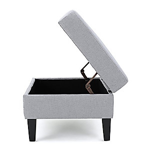 Christopher Knight Home Zahra Fabric Storage Ottoman, Light Grey