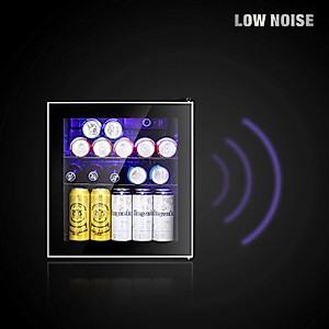 Antarctic Star Mini Fridge Cooler 68 Can Beverage Refrigerator Glass Door for Beer Soda Wine Small Drink Dispenser Clear Front Door Removable for Home, Office or Bar, 1.5cu.ft., Silver