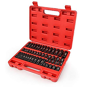 SEKETMAN 50-Piece 1/4" Inch Drive Deep And Shallow Impact Socket Set, SAE/Metric(5/32-Inch to 9/16-Inch and 4-15mm),CR-V-50BV30