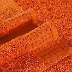 GLAMBURG 100% Cotton 2 Pack Oversized Bath Towel Set 28x55 Inches, Ultra Soft Highly Absorbant Compact Quickdry & Lightweight Large Bath Towels, Ideal for Gym Travel Camp Pool - Orange