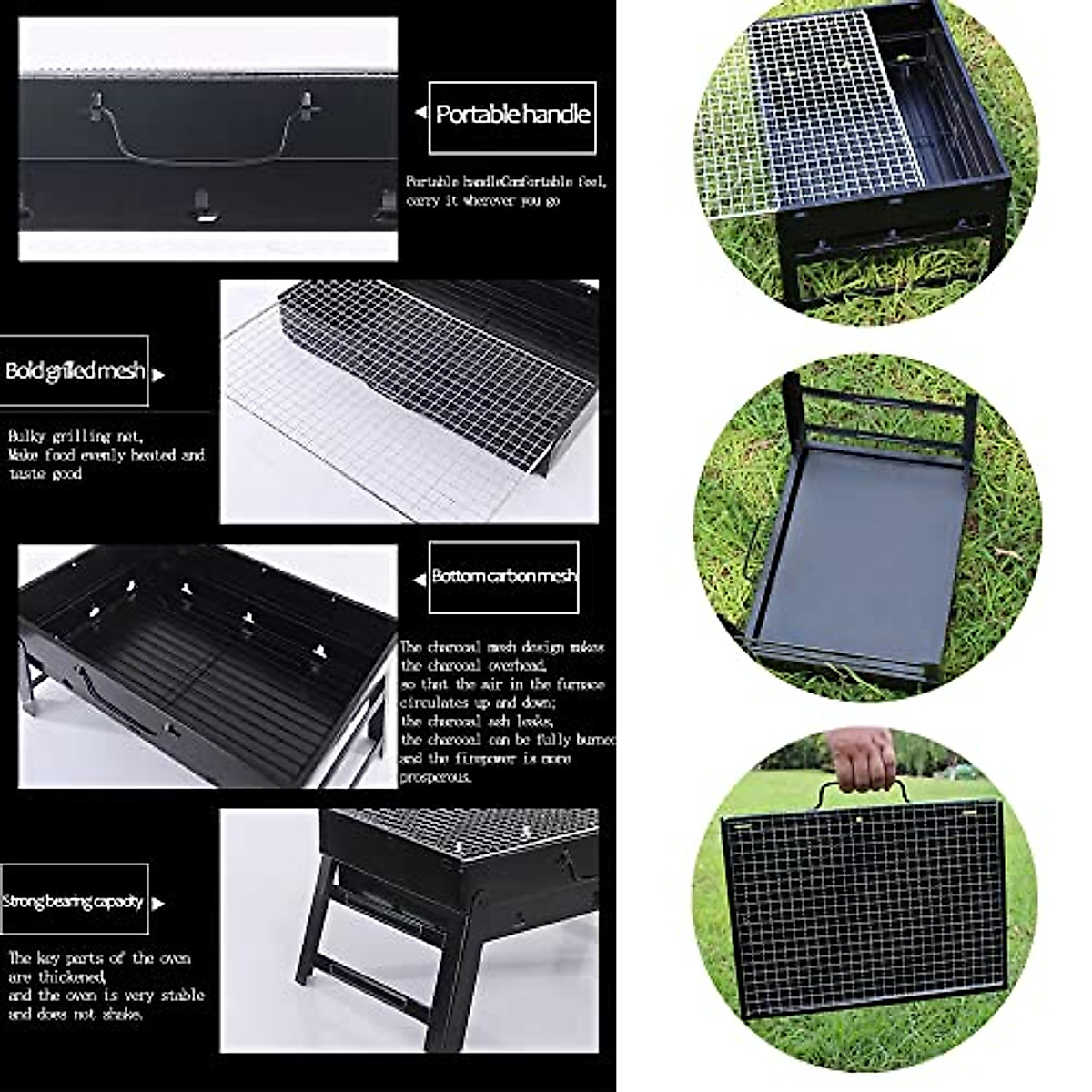 Charcoal Grill, BBQ Grill Folding Portable Lightweight smoker Grill, Barbecue Grill Small desk Tabletop Outdoor Grill for Camping Picnics Garden Beach Party