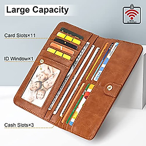 APHISON Wallet Women Ultra Slim Thin Leather Womens Wallet RFID Blocking Credit Card Holder Bifold Clutch Long Ladies Billfold