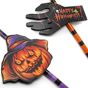 Riokko Halloween Broom Decorations, Happy Halloween Broom Sign, Wooden Witch Broomsticks Halloween Front Porch Decor for Home Indoor Outdoor Wall Office 47inch
