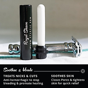 ROYAL SHAVE Alum Styptic Pen - Styptic Alum Stick for Post Shaving Irritation & Heals Accidental Cuts (0.35 oz) (1 PACK)