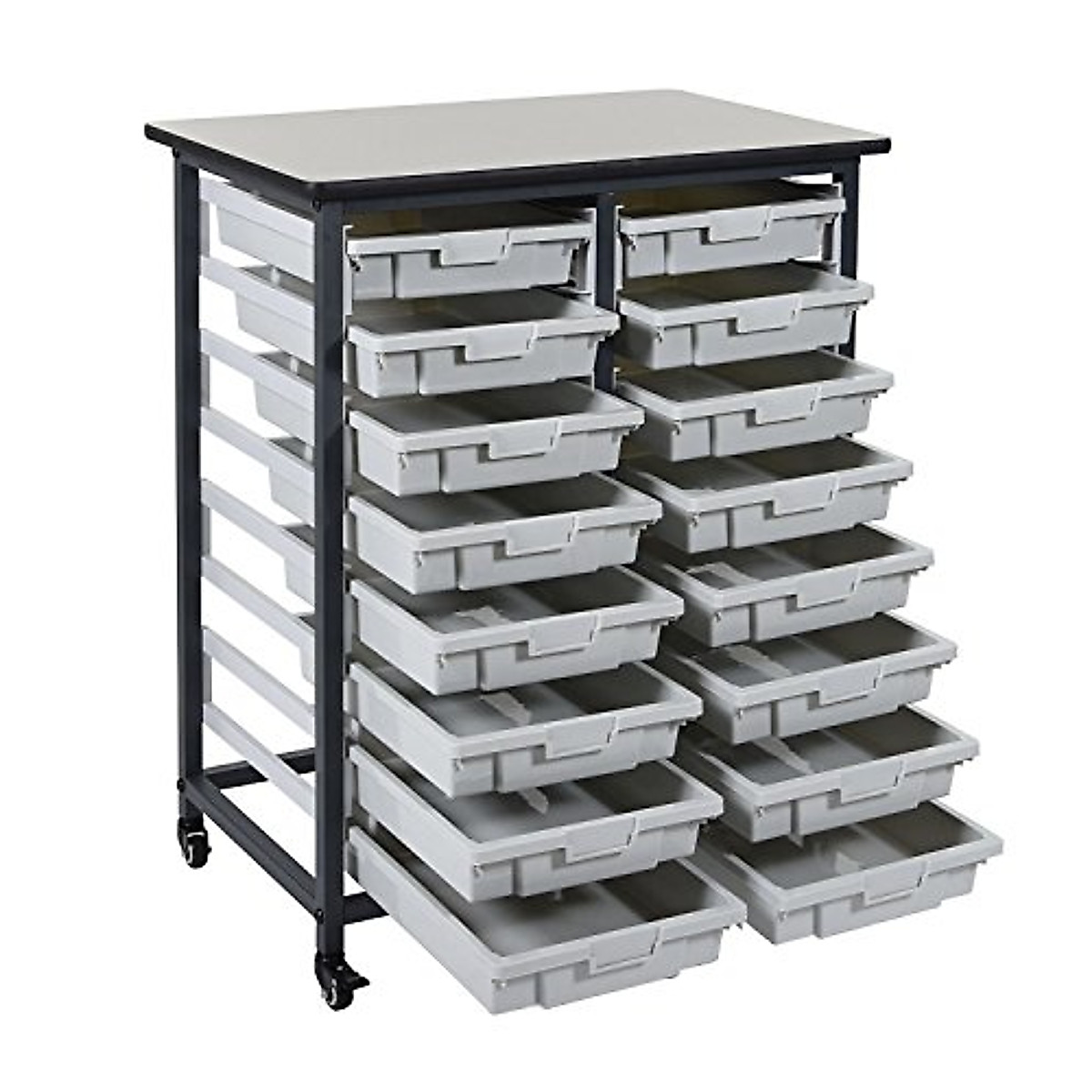 LUXOR MBS-DR-16S Mobile Bin System - Double Row Grey 20 L x 30 75 W x 37 5 H