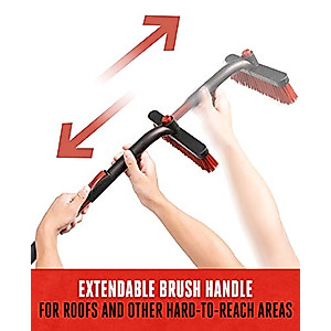 Motor Trend 39" Extendable Snow Brush with Built-in Car Ice Scraper – Ergonomic 2-in-1 Snow Scraper for Car with Rotating Head, Durable Aluminium Windshield Scraper for Ice and Snow