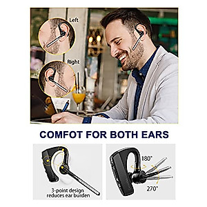 Bluetooth Headset V5.1, Pro Noise Cancelling Bluetooth Earpiece CVC8.0 Dual Mic Hands Free Comfortable Earbud 240 Hrs Standby Time for Cell Phone iPhone Business/Workout/Driving