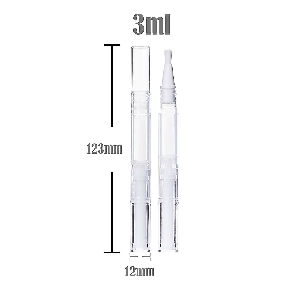 TWY 10 Pack 3ml Transparent Empty Nail Oil Twist Pen Cosmetic Container Lip Gloss Brush Applicators Eyelash Growth Liquid Tube with 10 Pack 3ml Plastic Graduated Transfer Pipettes