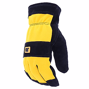 CAT Unisex-Child Split Leather Thermal Lined Winter Work Glove CATO12222L Caterpillar, Yellow, Large (Pack of 1)