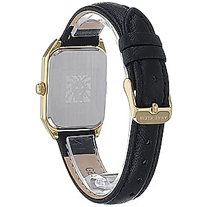 Anne Klein Women Japanese Quartz Dress Watch with Leather Strap, Black, 13 (Model: AK/3874BKBK)