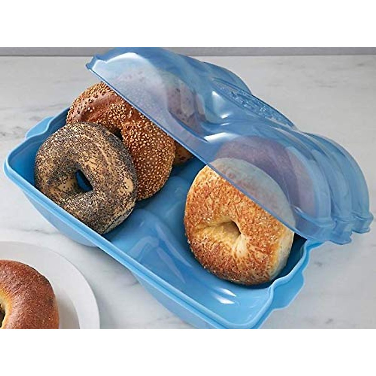 Bagel Fresh Container (1 Count, Holds 6) Fresh Bagel Keeper & Airtight Container for Bread Storage - Bagel Saver Container - Eco Friendly, Reusable Bagel Storage Container