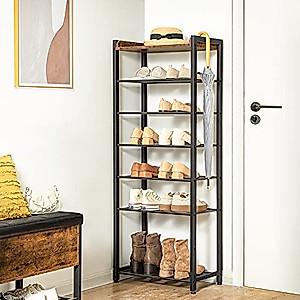 HOOBRO 8-Tier Shoe Rack and 8 Tier Narrow Shoe Rack, Stable and Sturdy, Shoe Storage Organizer, for Entryway, Hallway, Living Room, Rustic Brown