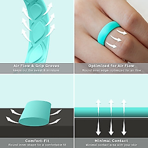 Saco Band Silicone Ring for Women - 5.5mm Width 1.8mm Thick (Black, Galaxy A, Marble, Gun Silver, Pearl Silver A, Rose Gold E, Metallic Blue C, Sky Blue I - Size 10.5-11 (20.60mm))