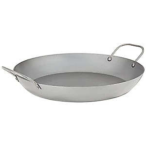 Mauviel M'Steel Black Carbon Natural Nonstick Paella Pan With Iron Handles, 14.2-in, Suitable For All Cooking Surfaces, Made in France