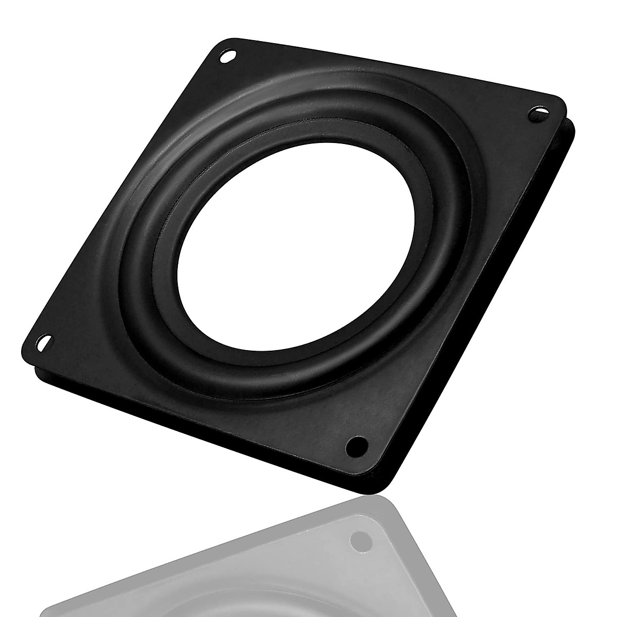 4 Pcs 4 Inch Square Rotating Bearing Plate, 300lbs Capacity Turntable Bearing Swivel Plate for Serving Trays, Kitchen Storage Racks, Makeup Holder - 5/16-Inch, Thick Black