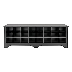 Prepac 24 Pair Shoe Storage Cubby Bench, Black