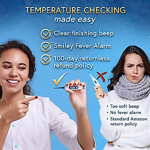 iProven Oral Thermometer, Measures in 10 seconds with flexible tip and fever alarm, Digital Medical Thermometer for adults, kids and toddlers - DTR-1221A