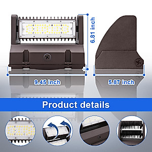 OSTEK 40W Rotatable LED Wall Pack Light, 5,400lm 5000K, Adjustable Outdoor Security Lighting for Commercial & Industrial Areas, Replaces 150W-300W MH/HPS, UL Listed