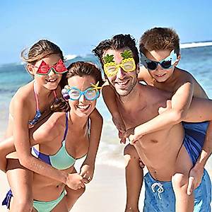 12 Pairs Luau Party Sunglasses Beach Funny Hawaiian Sunglasses Tropical Beach Party Favors Sunglasses(Cute Style)