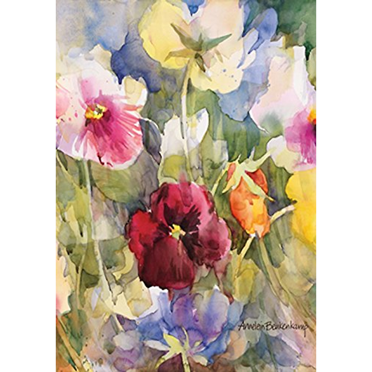 Toland Home Garden 108008 Pansies Posing Spring Flag 28x40 Inch Double Sided Spring Garden Flag for Outdoor House summer Flag Yard Decoration