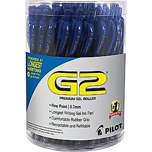 PILOT® G2 Premium Retractable Gel Ink Pens, Fine/Medium Point, 0.7 mm, Gray/Silver Barrel, Blue Ink, Pack Of 36 Pens