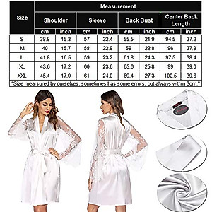 Avidlove Women's Satin Robe Short Kimono for Bride & Bridesmaid Wedding Party Robes White