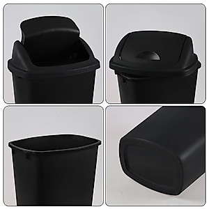 Gloreen 4-Pack 6.5 Gallon Swing Top Trash Can, 25 L Plastic Kitchen Garbage Can, Black