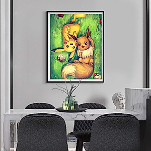 ACANDYL Pokemon DIY Painting for Kids Adults DIY Canvas Acrylic Arts Craft for Home Wall Decoration Paint by Number Pikachu 16x20 in