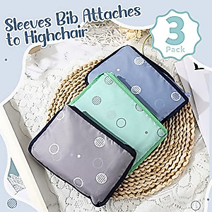 3 Pcs Coverall Baby Feeding Bib Long Sleeves Bib Attaches to Highchair Booster Seat Table Baby Smock for Eating Easy to Clean Baby Apron Neutral Weaning Bib for 6-36 Months Toddler Boys Girls Kids