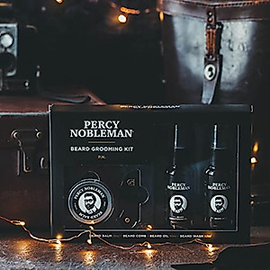 Percy Nobleman Beard Grooming Kit. Signature Scented Beard Oil 50ml. Beard Wash 50ml. Beard Balm 20ml. Beard Comb.