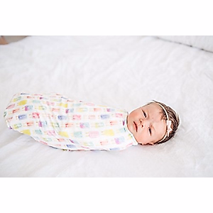 Large Premium Knit Baby Swaddle Receiving Blanket "Summer" by Copper Pearl
