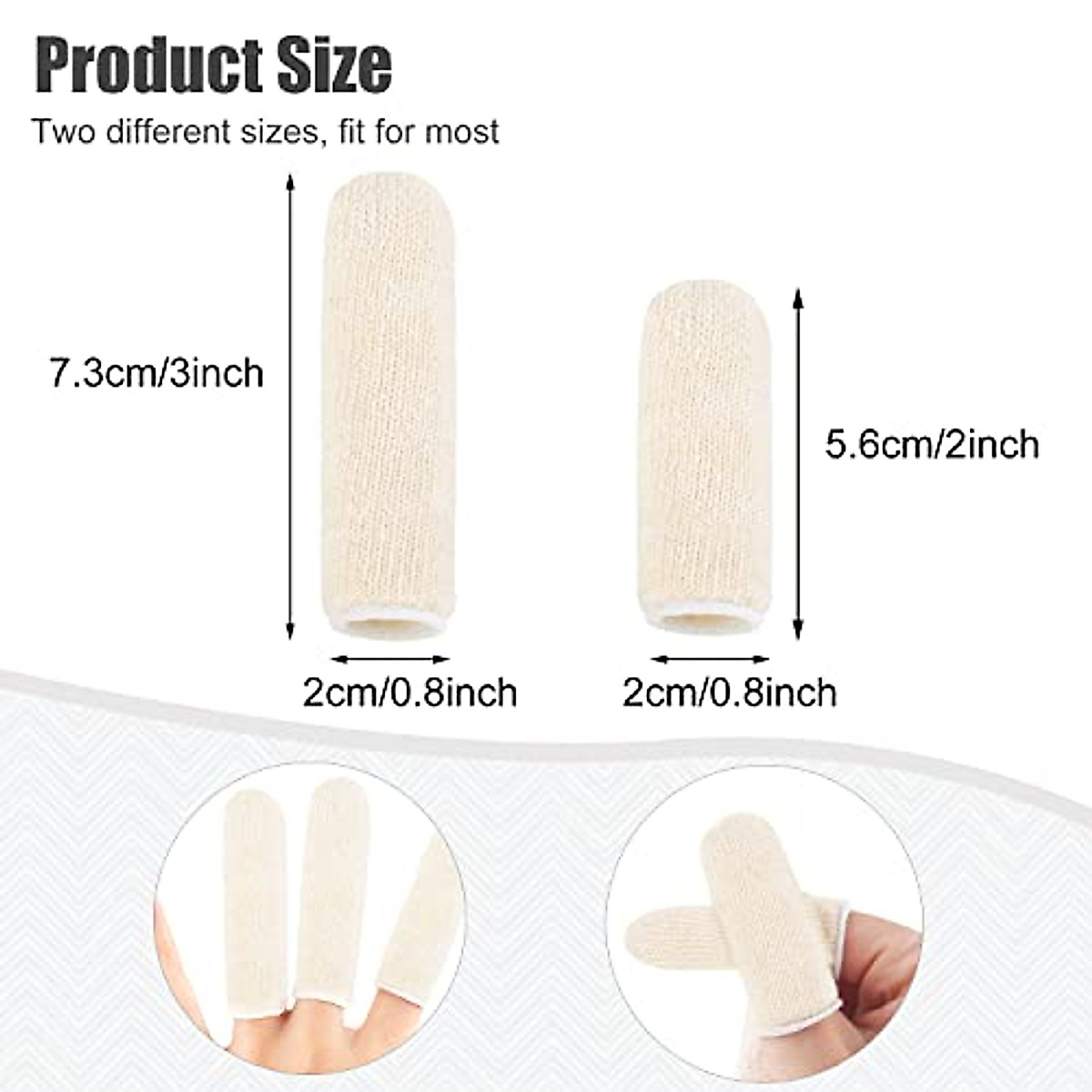 60 Pieces Cotton Finger Cots Reusable Finger Toe Sleeves Wear Resistant Thumb Protector Fingertips Cushion Cover for Kitchen Garden Sculpture Work (3 Inch & 2 Inch)