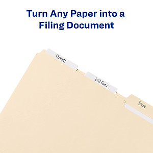 Avery Ultra Tabs, 3" x 1.5", 2-Side Writable, White, 24 Repositionable Filing Tabs (74776)