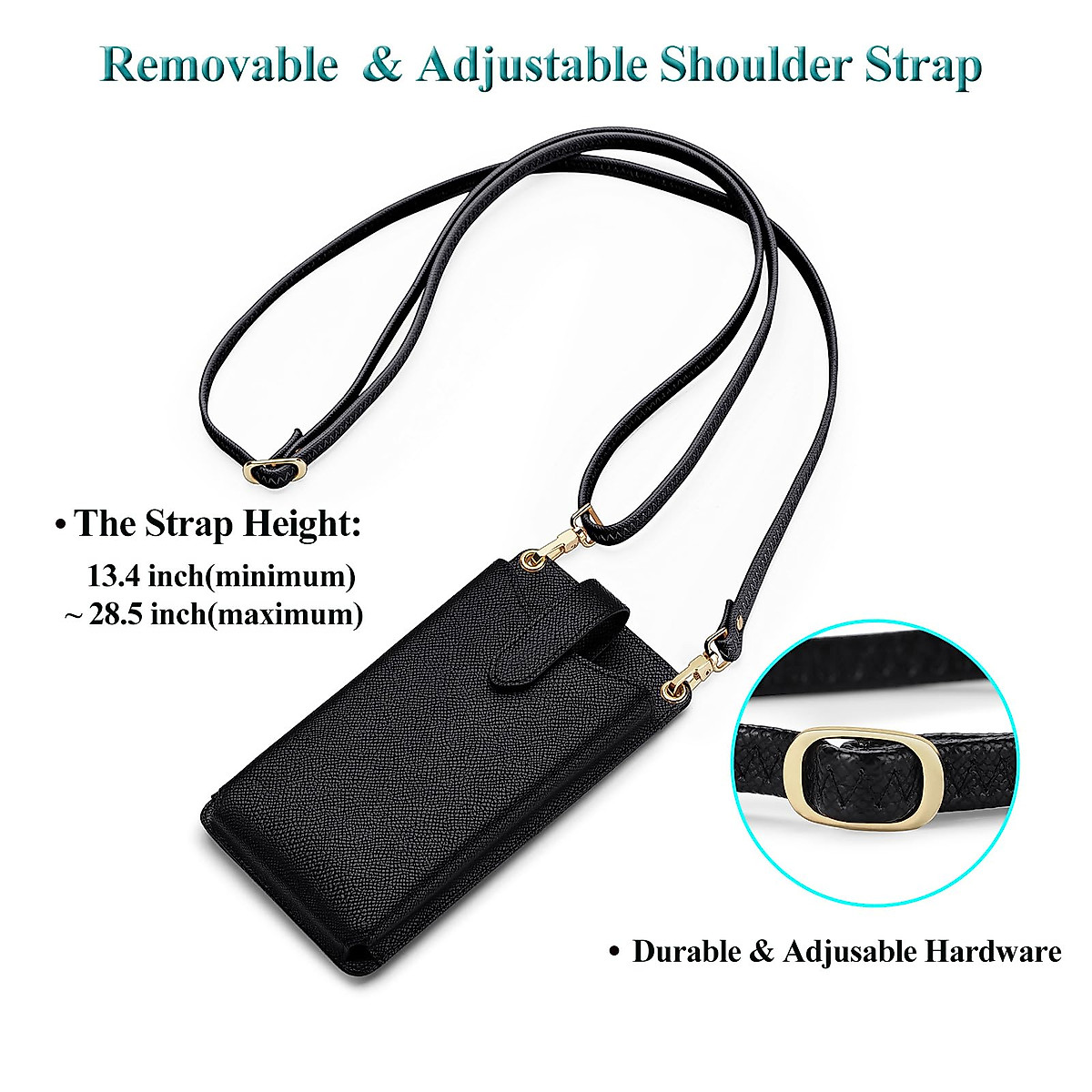 Peacocktion Small Crossbody Cell Phone Purse for Women, Lightweight Mini Shoulder Bag Wallet with Credit Card Slots with Tassel (Black)