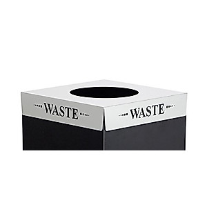 Safco Products 2990WA Square-Fecta Recycling Receptacle Lid, Waste (for use with Public Square Base Sold Separately), Silver