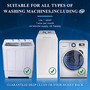 ORTUBE 48 Pack Washing Machine Cleaner - Deep Cleaning Formula Tablets for Front and Top Loader Washer Machines
