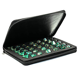 UDIXI Leather Dice Bag , Dice Box for Dice Storage, Role Playing Game as Dungeons and Dragons, Holds Up to 35 Dices/7 Sets DND Dice - Black
