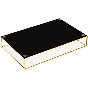 Lyellfe 2 Pack Perfume Trays, Gold Vanity Tray, Decorative Gold Mirror Tray, Non Slip Rectangular Perfume Tray for Jewelry, Bathroom, Coffee Table