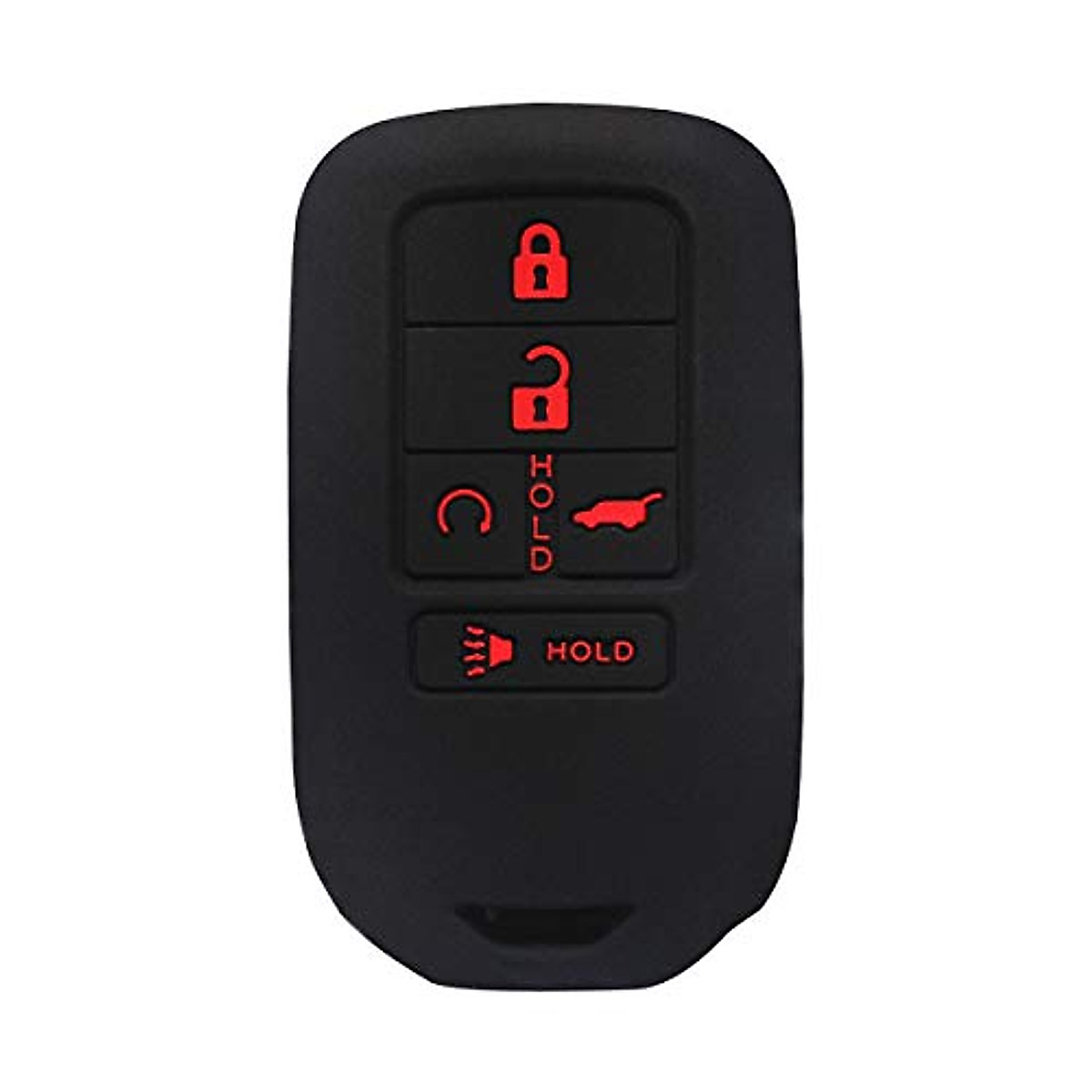 BTSMONE Silicone Full Protective Key Fob Remote Cover Case for 2015 2016 2017 2018 2019 Honda Civic Accord Pilot CR-V 5 Buttons Smart Key Black