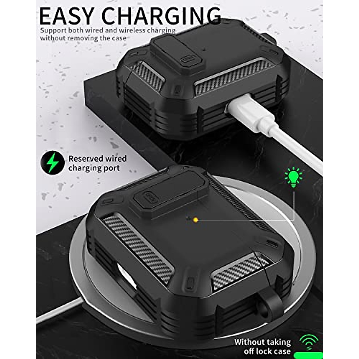 OTOPO Compatible with Airpods Pro 2/1 Case Cover Lock with Ear Tips Cleaning Kit, iPods Pro 2 Rugged Protective Airpod Pro Case for Apple Airpod Pro 2nd Generation Earbuds Case Men Women Black