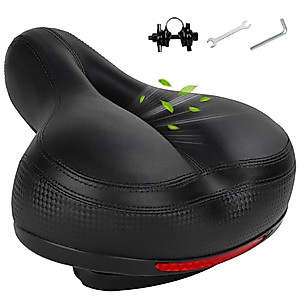 TONBUX Memory Foam Bike Seat Cushion for Men & Women - Waterproof Bicycle Saddle with Comfortable Faux Leather Cover, Universal Fit for Road, Hybrid, Commuter Bikes