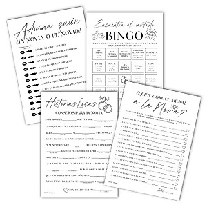 Minimalist Spanish Bridal Shower Games 20 Guests - Juegos Para Despedida De Soltera En Español, Wedding Shower Games, Bridal Shower Bingo In Spanish, Popular Bridal Shower Games Spanish Edition
