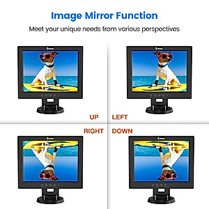 Eyoyo 12 Inch HDMI Monitor with BNC VGA AV HDMI Input 800x600 Portable 4:3 TFT LCD Mini HD Color Screen with Bulit-in Speaker