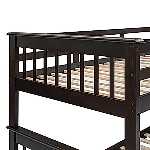 DEYOBED Twin Over Full Wooden Bunk Bed with Storage Stairway for Kids Teens Adults