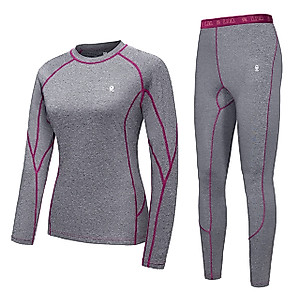 Little Donkey Andy Women's Thermal Underwear Sets Lightweight Warm Base Layers Quick Dry Wicking Top and Bottom for Winter Gray L