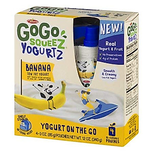 PACK OF 12 - COGO Squeez Yogurtz Banana Low Fat Yogurt, 4- 3 oz pouches
