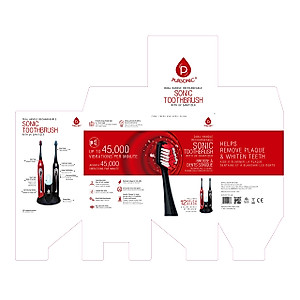 Pursonic S452BR Dual Handle Sonic Toothbrush with UV Sanitizer Black and Red